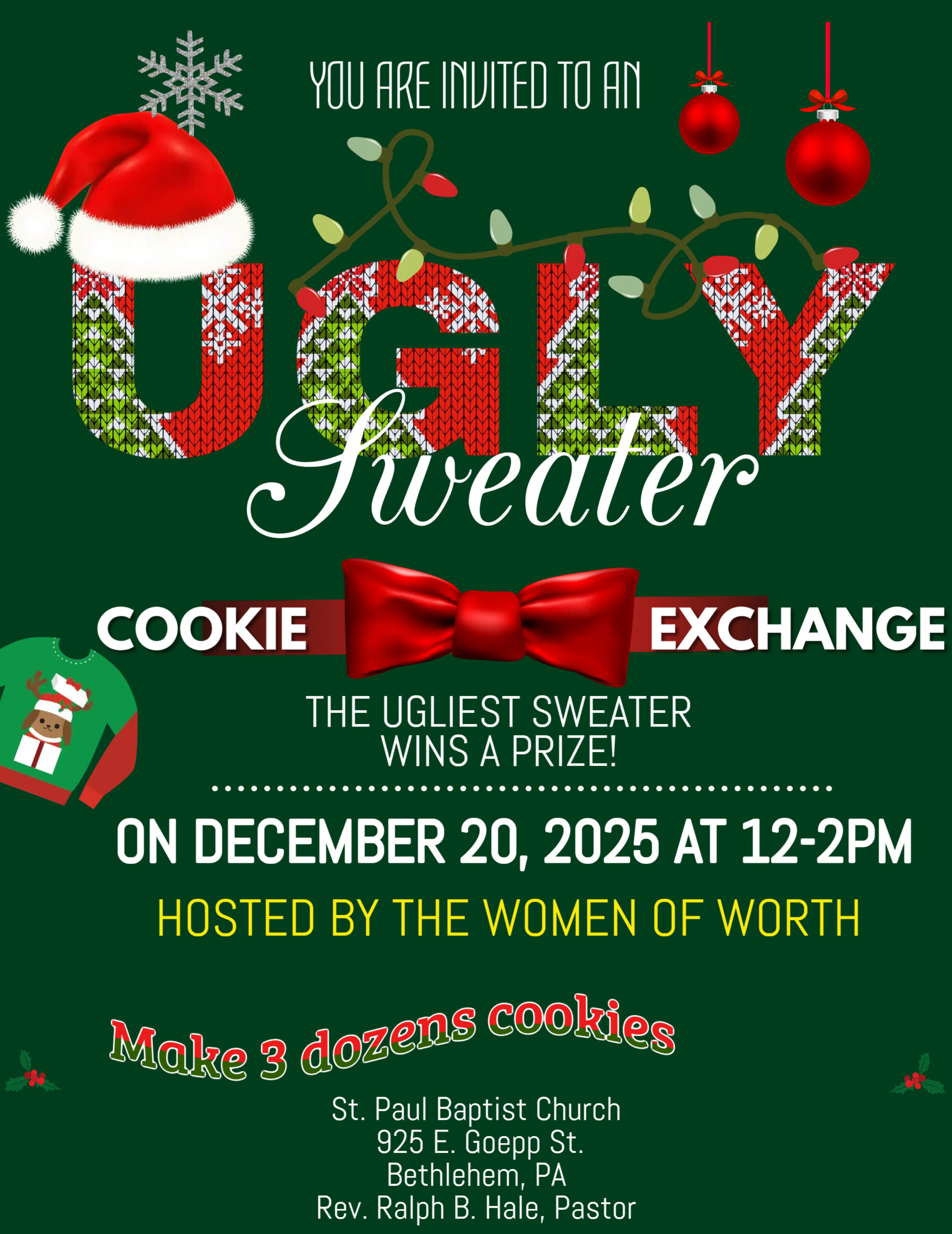 Ugly Sweater Contest & Cookie Exchange | December 6th